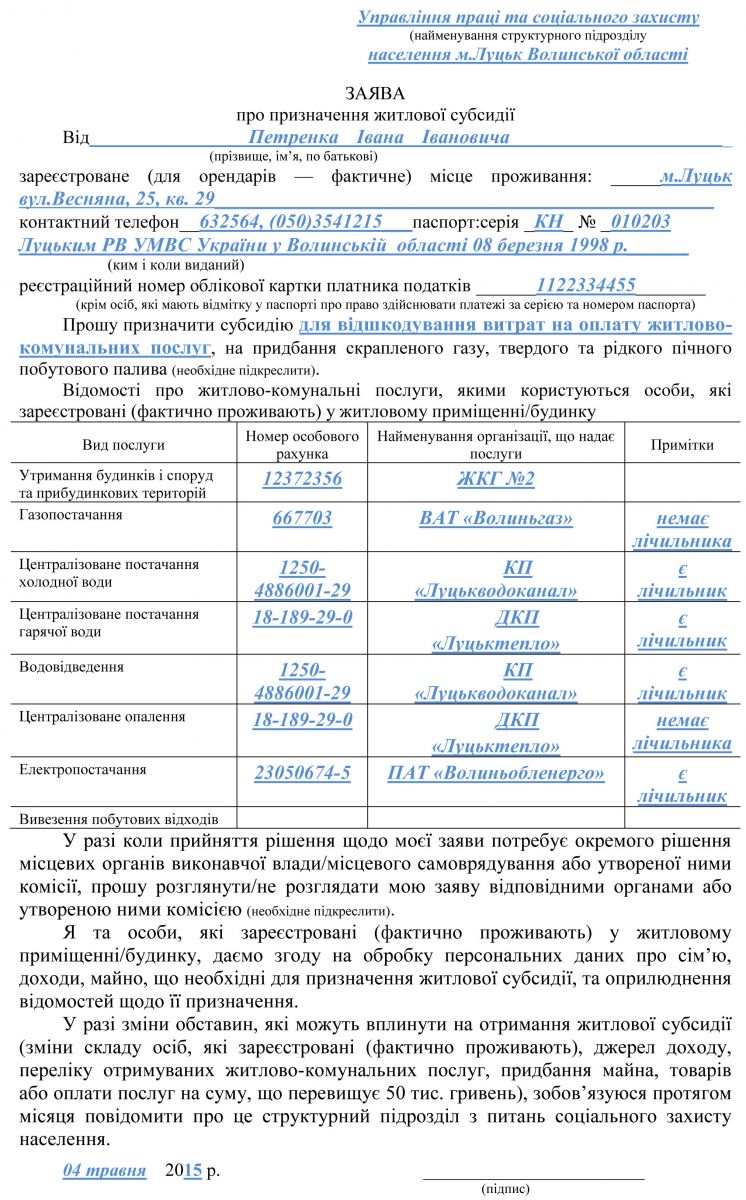 Як правильно заповнити документи для отримання субсидії